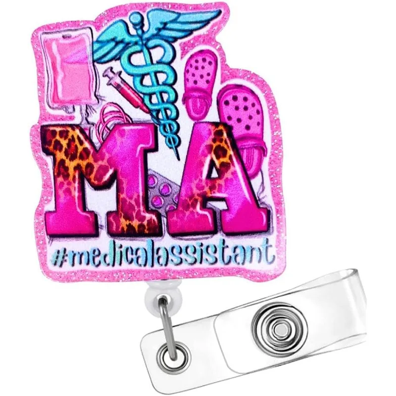 Hot Sale Pink RN BSN Badge Card Glitter Nurse ID Holder