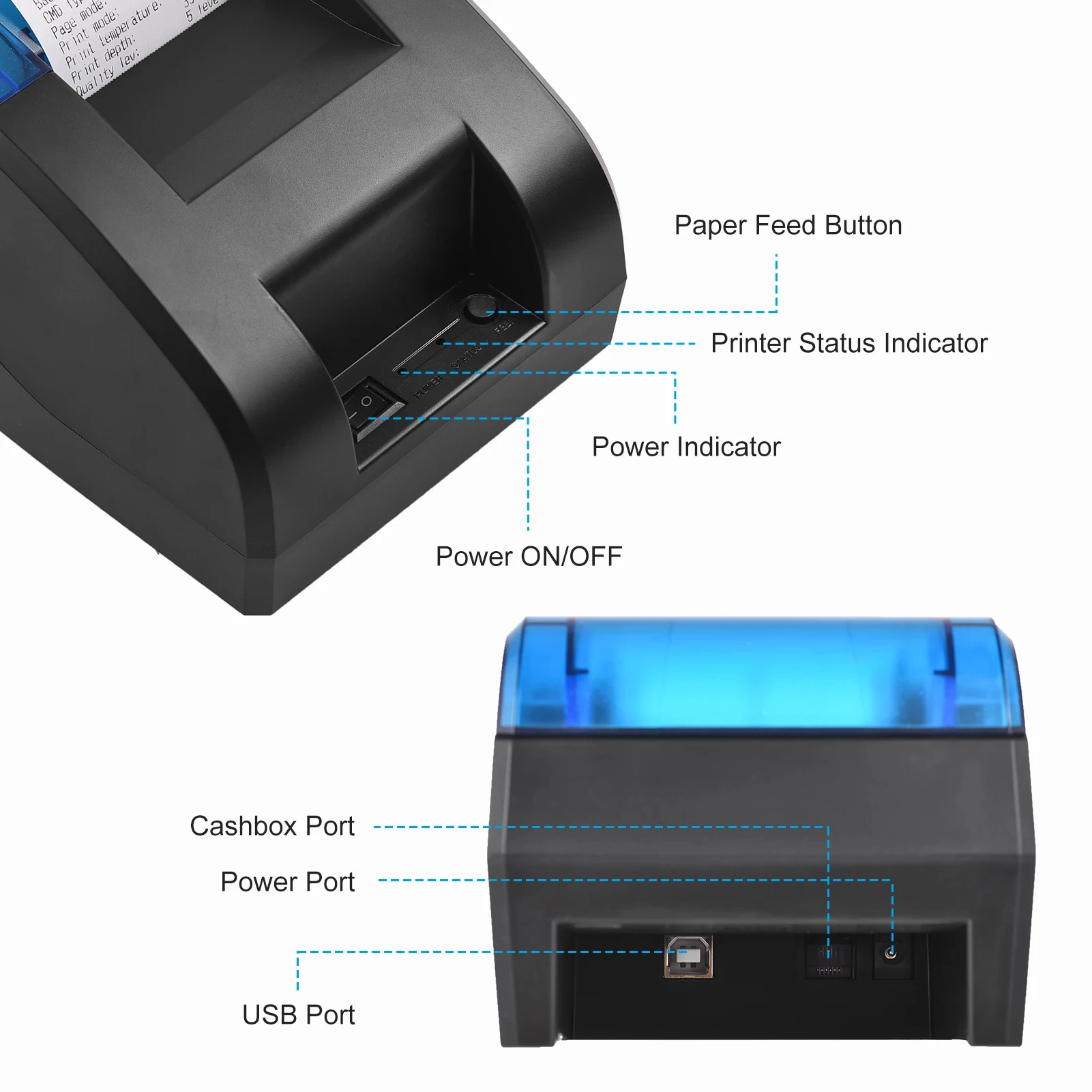 58MM Desktop POS Cashier Printer USB Blue Tooth Thermal Receipt Printer ...