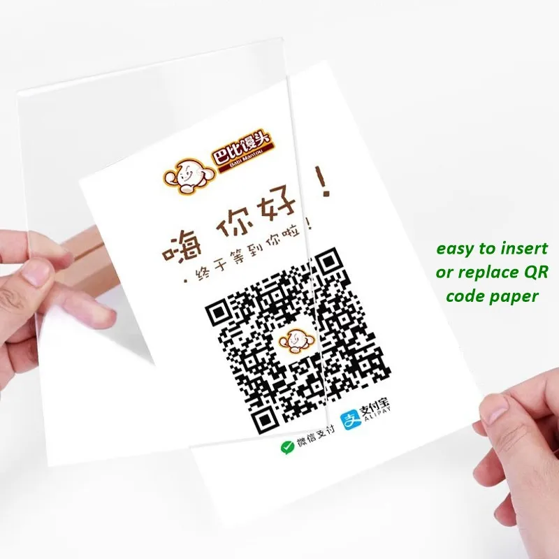 Acrylic QR Code Display Stand T Shape Table Top Payment QR Code Holder ...
