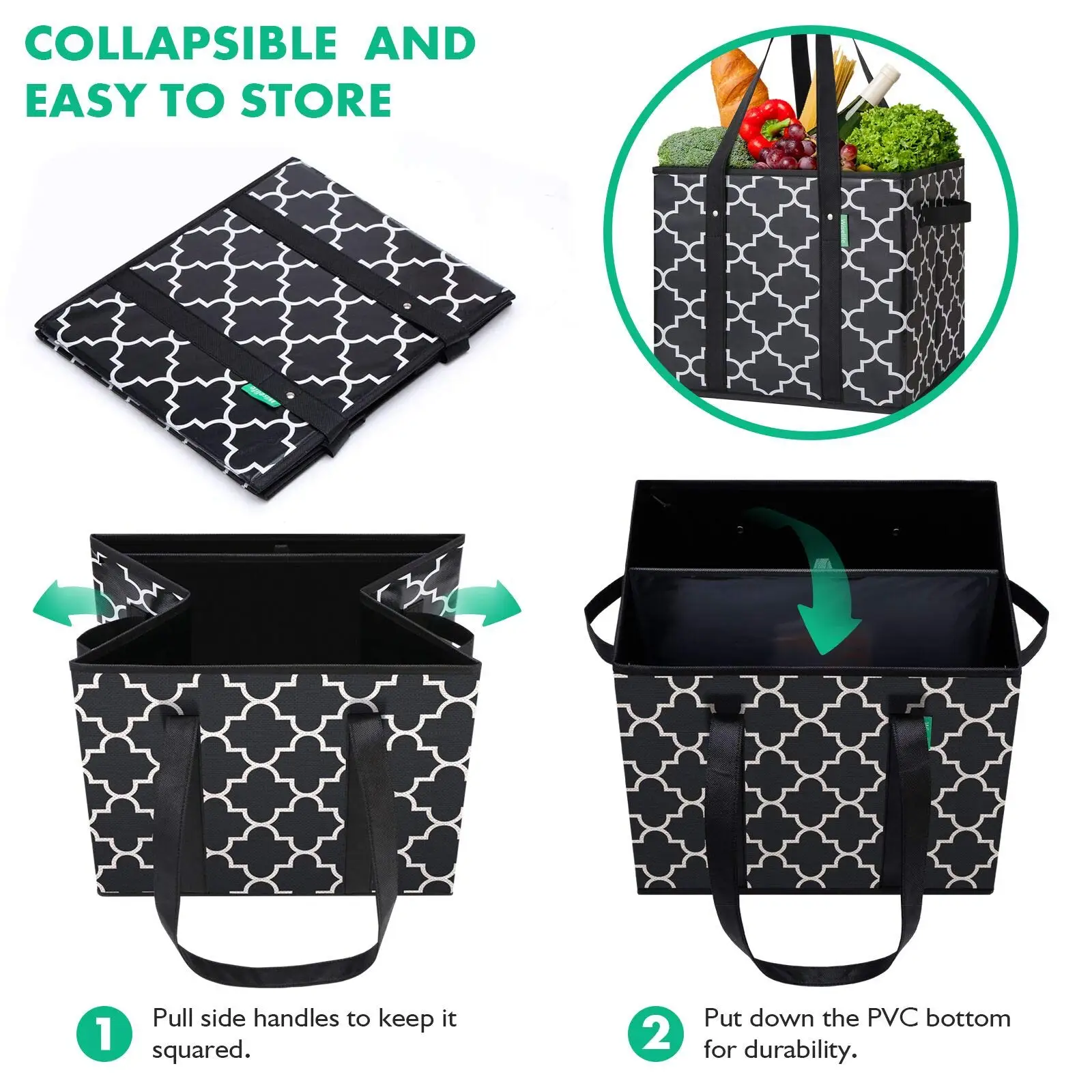 Reusable Grocery Shopping Box Bags Large Premium Quality Heavy Duty ...