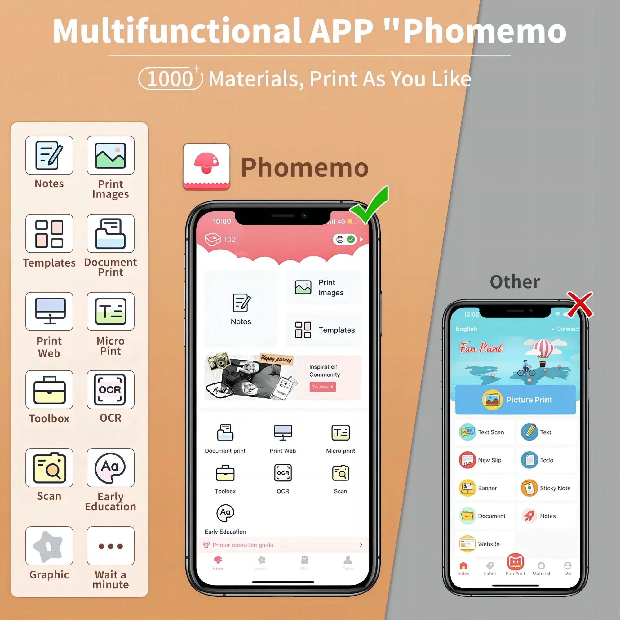 Phomemo T02 Mini Portable Printer Thermal Printer Sticker Print Inkless ...