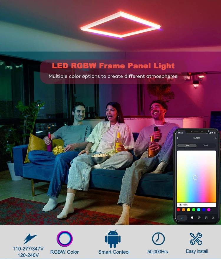 2X2 2X4 CCT Tunable Power Adjustable Dimmable Led Recessed RGB Frame ...