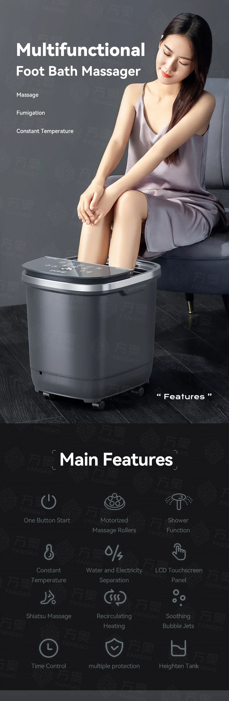 Fuan Fangao Automatic Foot Bath Massager Negative Hydrogen System Ionic ...