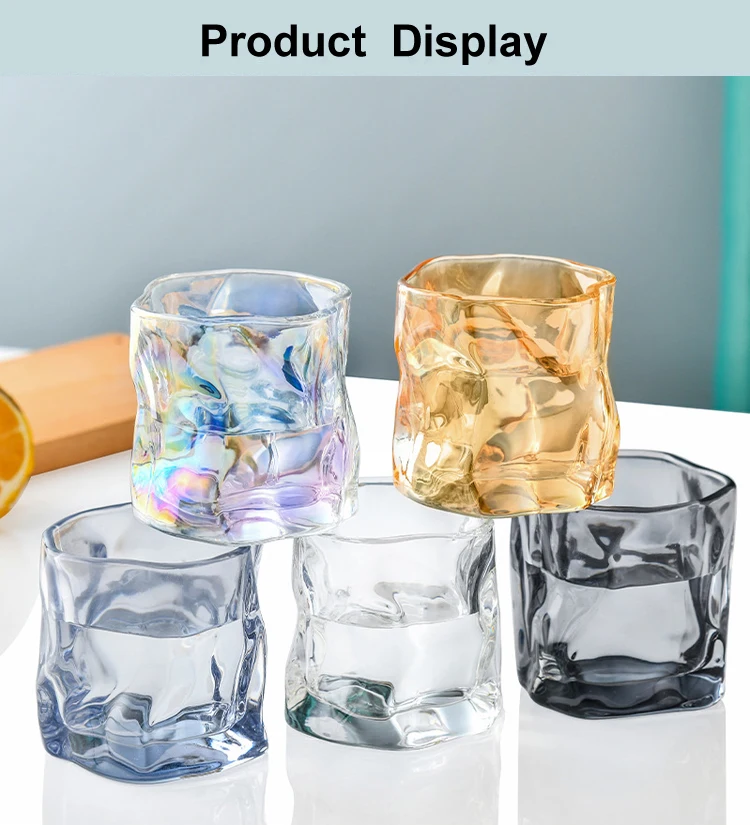 Irregular Shape Empty Smoky Grey Clear Glass Candle Jar