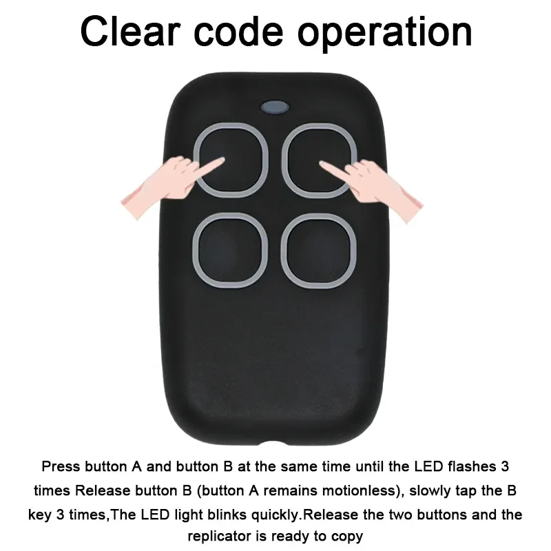 433mhz Rf Clone Remote Control - 50m, 4 Button Transmitter