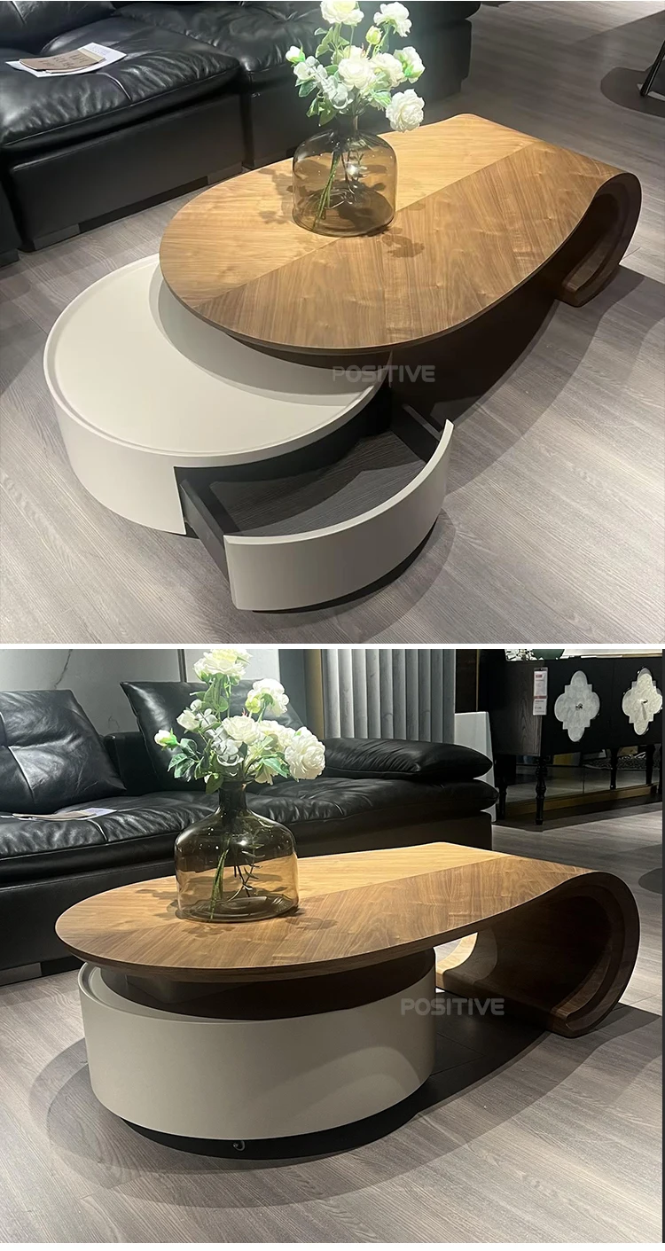 Light Luxury Leaf Shape Walnut Bark Coffee Table WZ2427