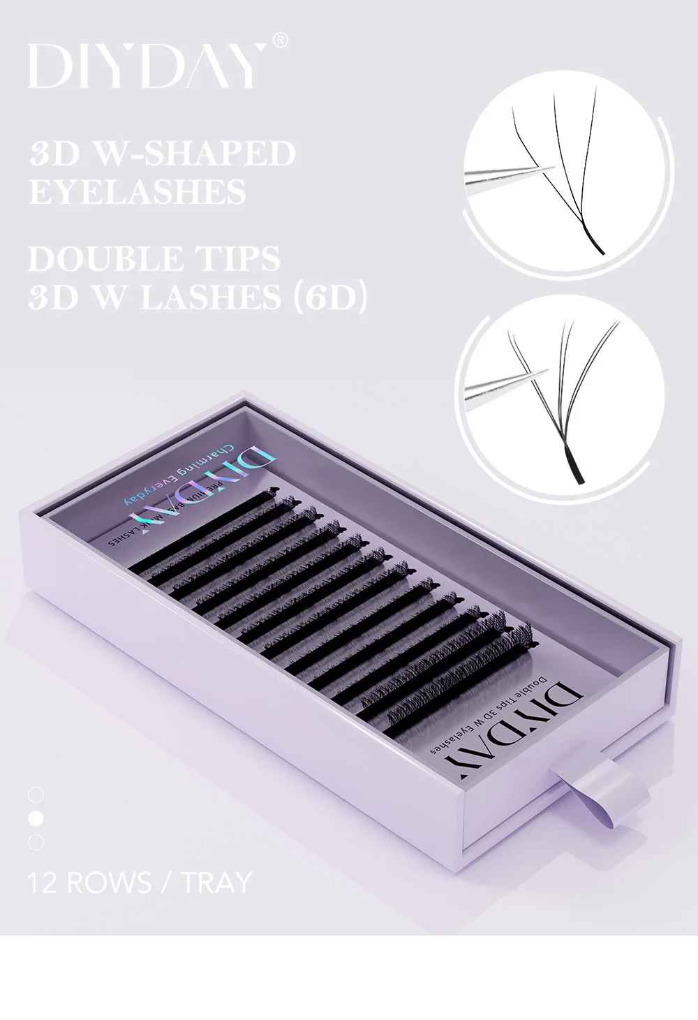 DIYDAY Custom 3D Clover W Shape L LU Curl Eyelash Extensions