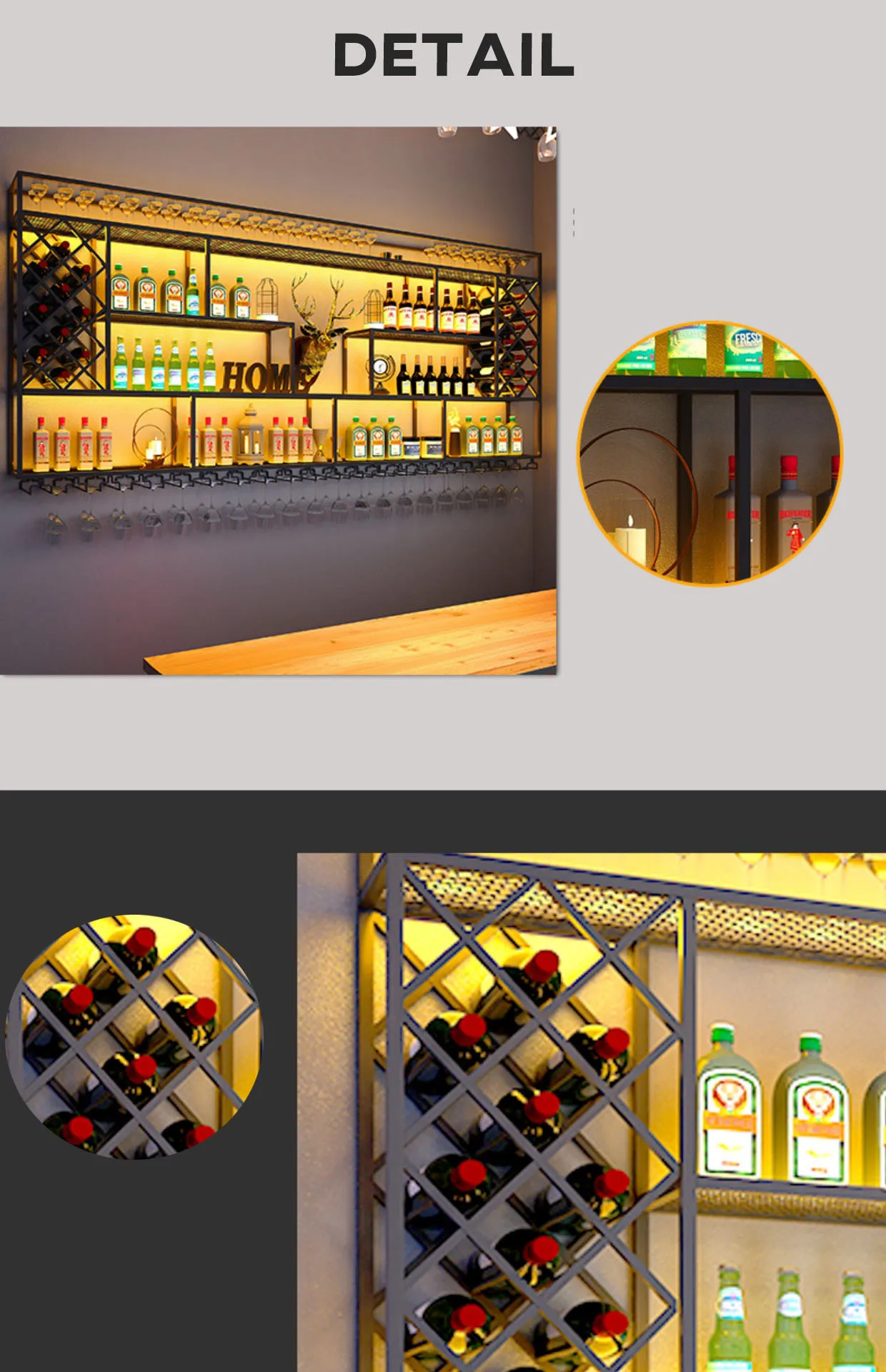 Custom Industrial Bar Iron Furniture Shelves Dining Room Display ...