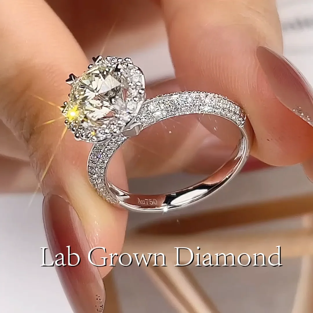 Messi Jewelry Msr-1300 Igi Lab Diamond Ring 1.45ct Round Diamond 18k ...