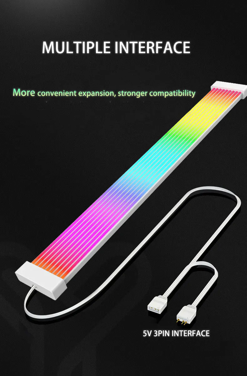 PC Case PSU Extension ARGB Cable Silicone Color Line ARGB Streamer ...