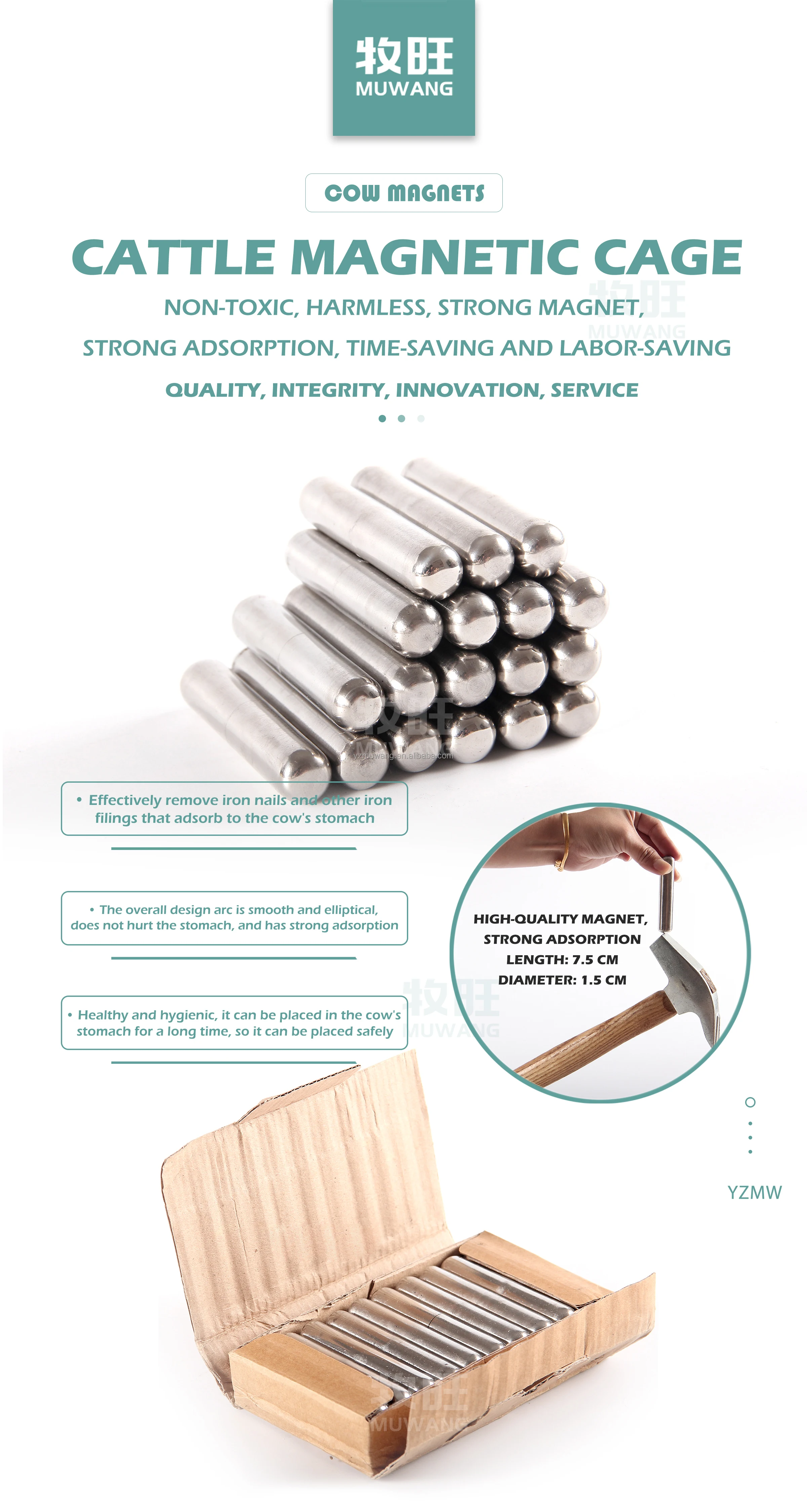 Rumen Stainless Steel Rod Cow Magnet for Cattle Cow Stomach Magnet Help ...