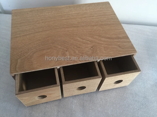 Multi-layer Wooden Drawers Storage Unit Solid Wood Desktop Storage ...