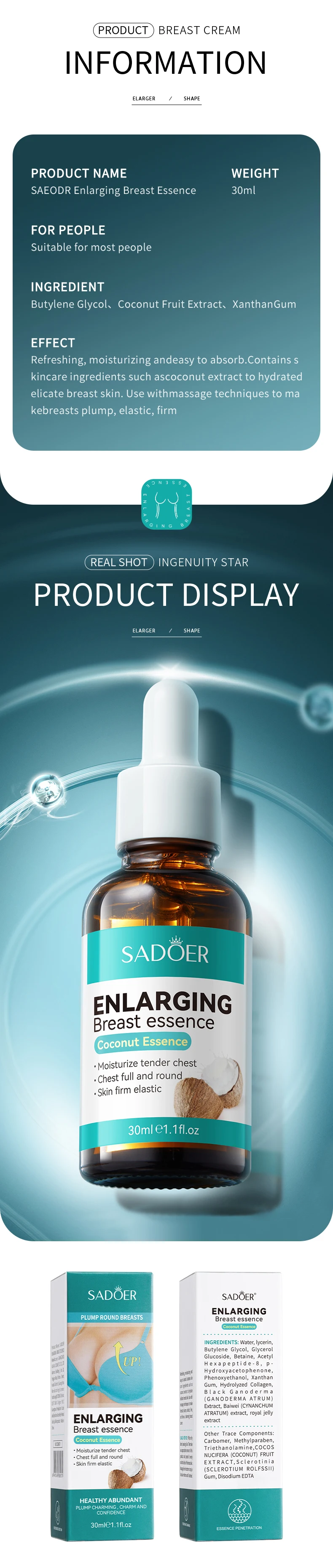 Private Label Coconut Breast Firming Serum Bust Lift Smooth Tender ...