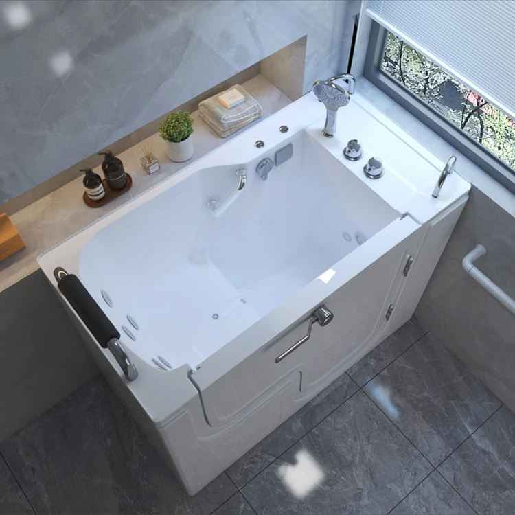 Walk in Bath Acrylic Corner Shower Whirlpool Door Out-swing Bathtub ...