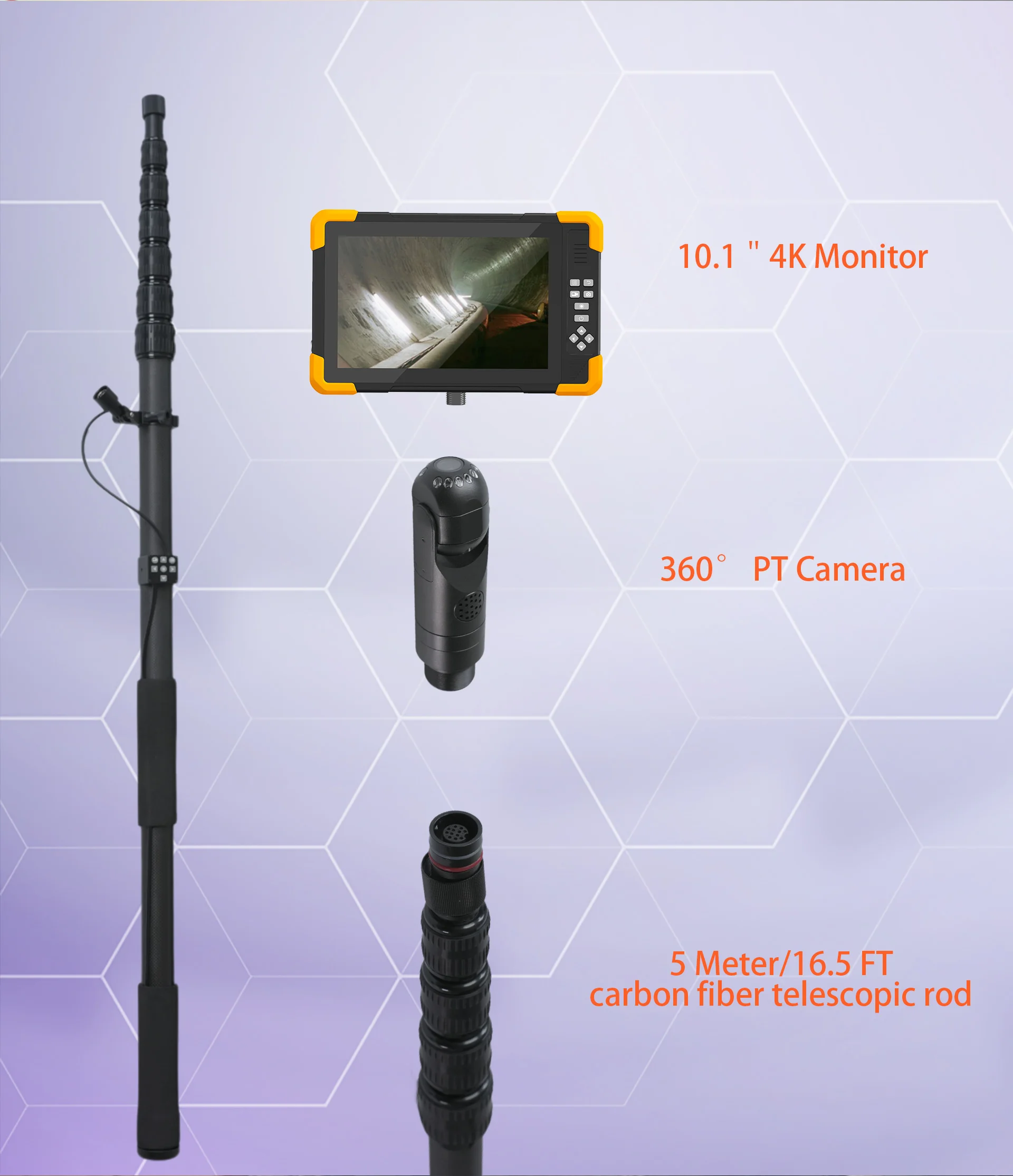 Pan Tilt Telescopic Pole and Dropdown Inspection Camera with IP68 ...