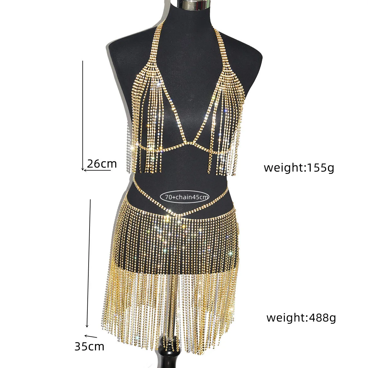 Fashion Sexy Tassel Rhinestone Body Chain Skirt Chain Sling Women's ...