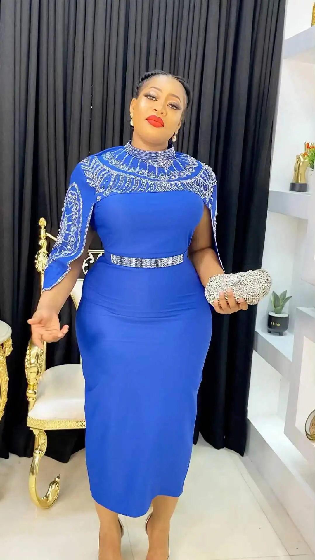 African Ladies Dresses Withe Beads Fashion Women Outfits Sequins Turkey ...