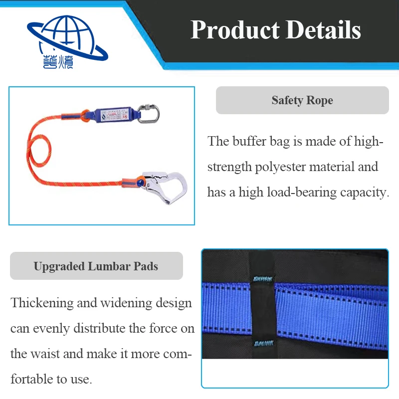 Adjustable Insulated Polyester Full Body Climbing Safety Harness With ...