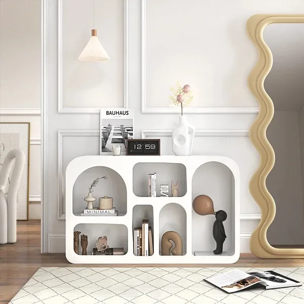 Modern Codiys Art Deco Storage Japandi Style Console Table White Arched ...