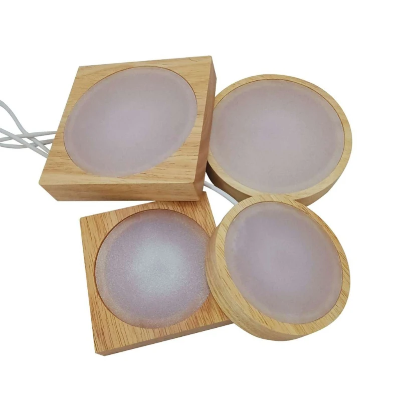Wooden LED Display Base Crystal Ball Night Lights Rotating Display ...