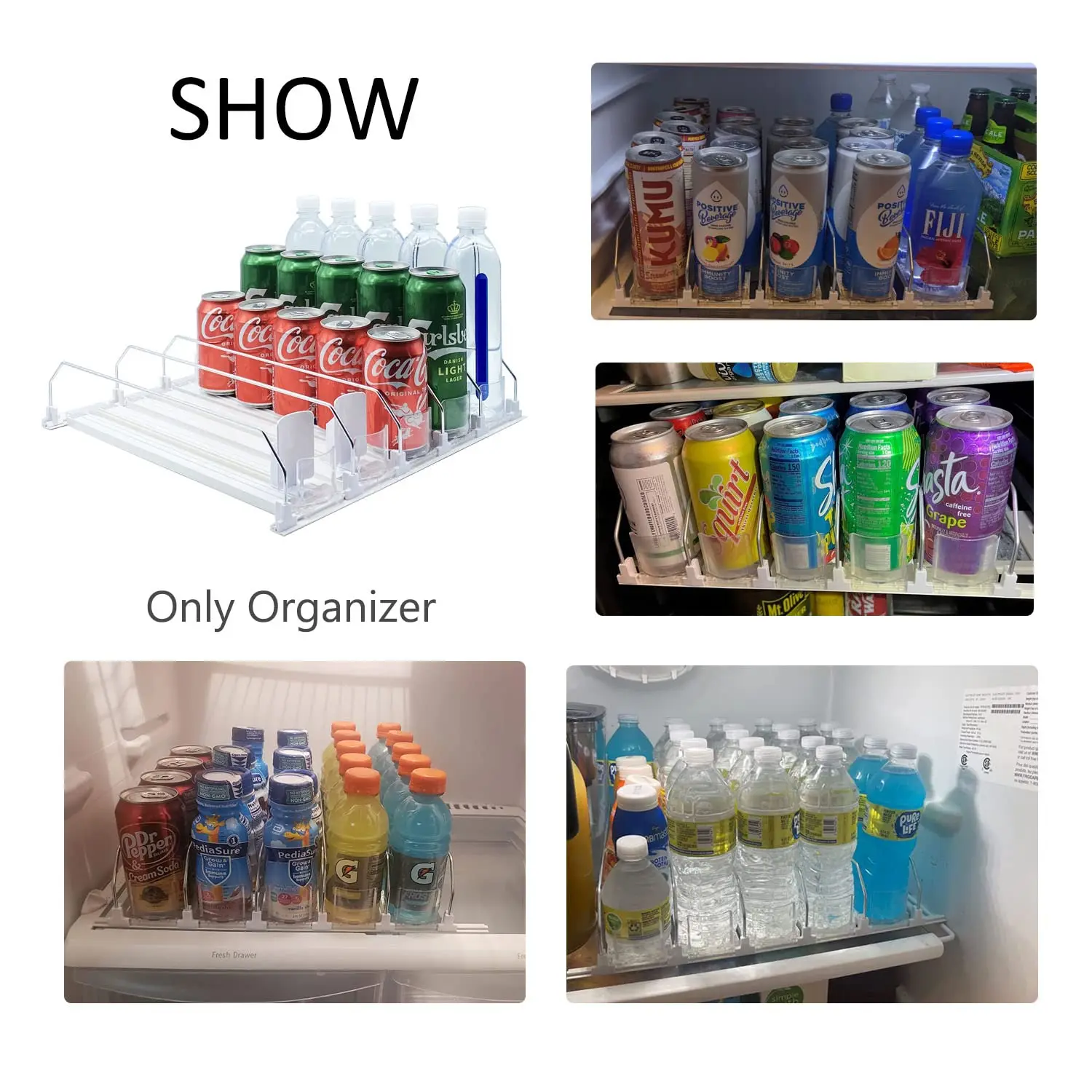 Lane Pusher Bottle Organizer - Adjustable Shelf for Fridge