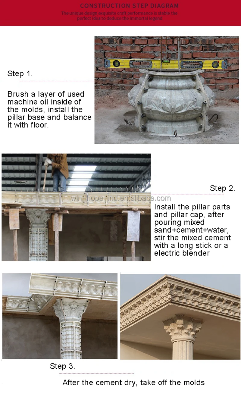New Design Square Round Concrete Roman Pillar Column Molds