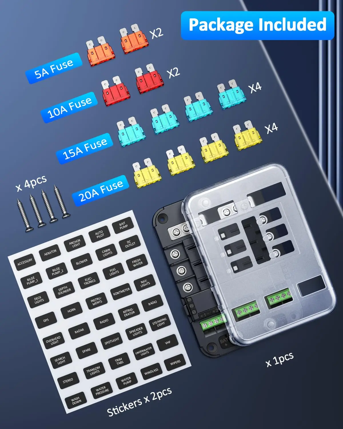 Automotive 6 Circuits Fuse and Relay Box with ACC Interface