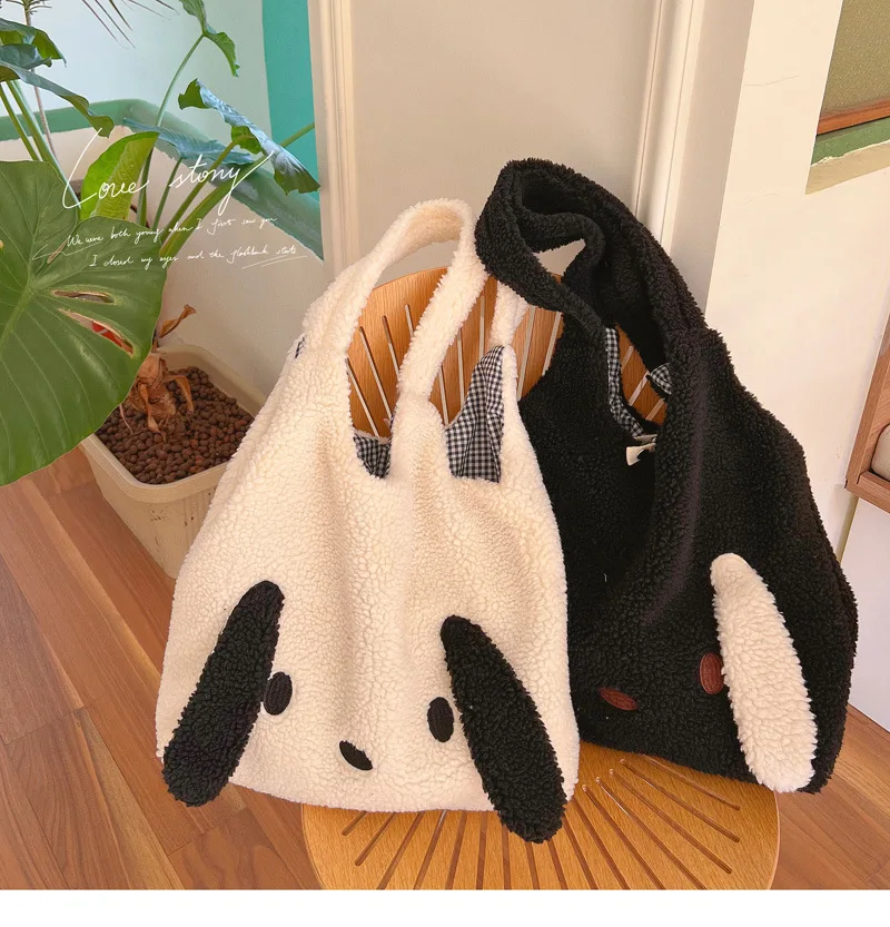 Big Ears Imitation Lamb Hair Shoulder Bag For Women New Soft Warm Plush ...