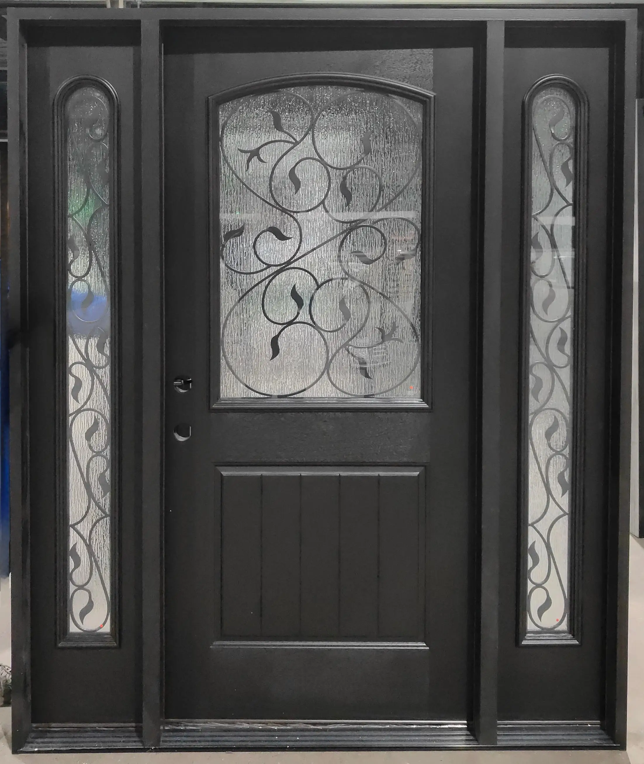 Modern 2 Panel Design Exterior Sds Door With Wrought Iron Glass Entry ...