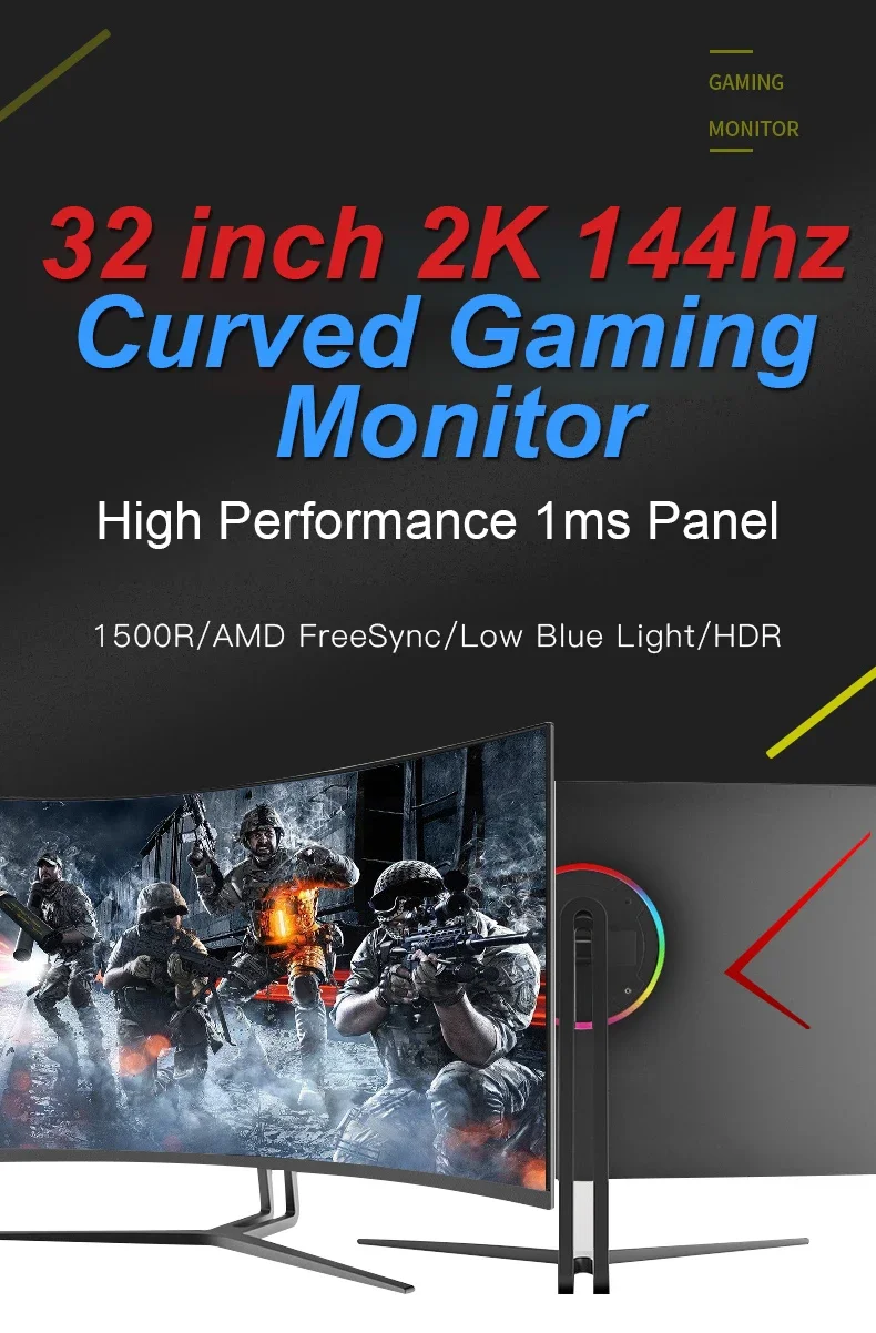 Curved Monitor 32 34 Inch - 1k 2k 4k 144hz 165hz Gaming
