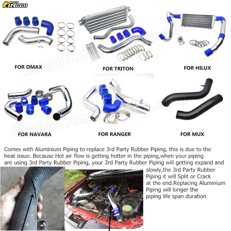 Cooling System Rubber To Hard Pipes Upgrade Aluminum Intercooler Piping ...