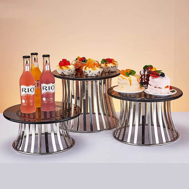 Luxury Gold Modern Stainless Steel Buffet Stands Square Wedding Food ...