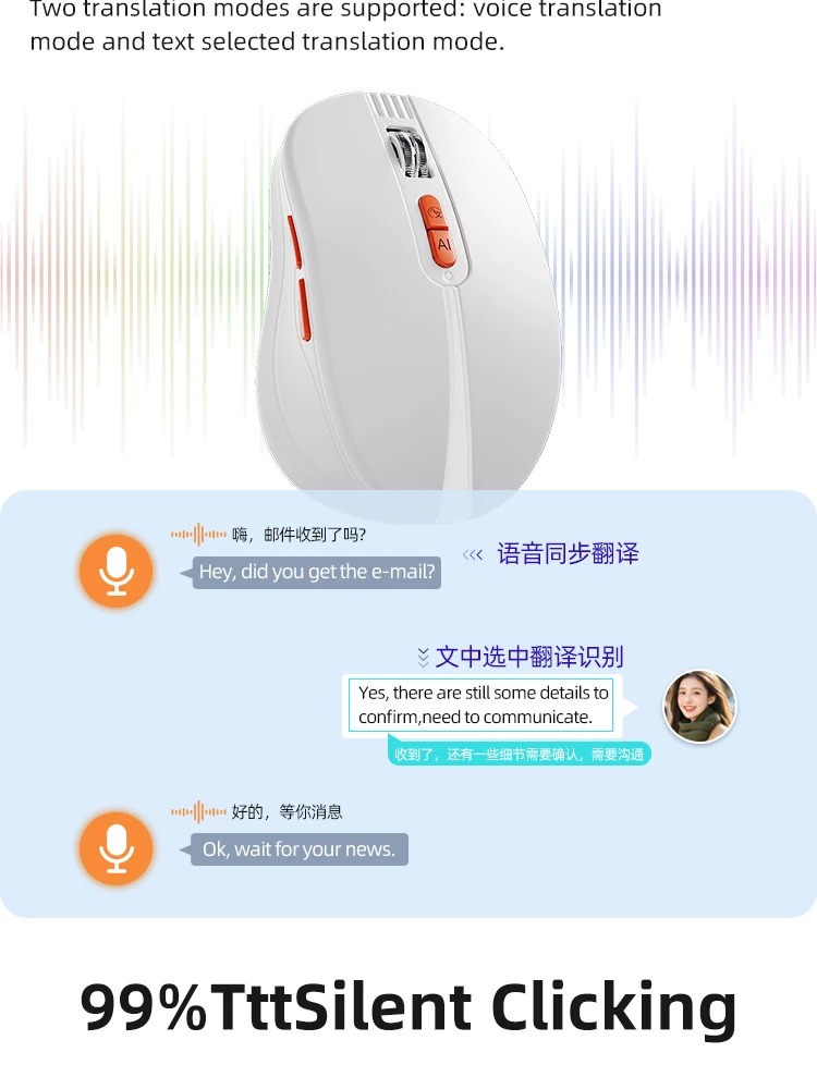 Ai Mouse with Voice Typing Ergonomic Wireless bluetooth Computer Magic ...