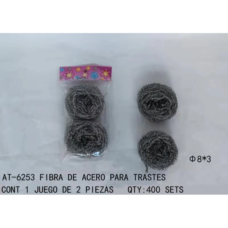 CASAMAX WL AT-6253 2-Piece Steel Wool Scrubber Set 8x3cm Kitchen Use ...