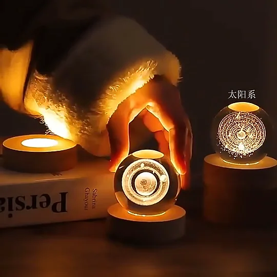 3d Crystal Ball Night Lamp Luminous Crystal Ball Light Decoration Solar ...