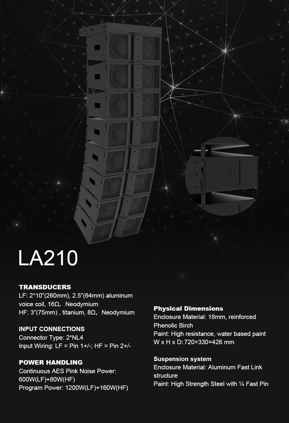 Rqsonic La210 Line Array Speakers 10 Inch Powered Passive Active Line ...