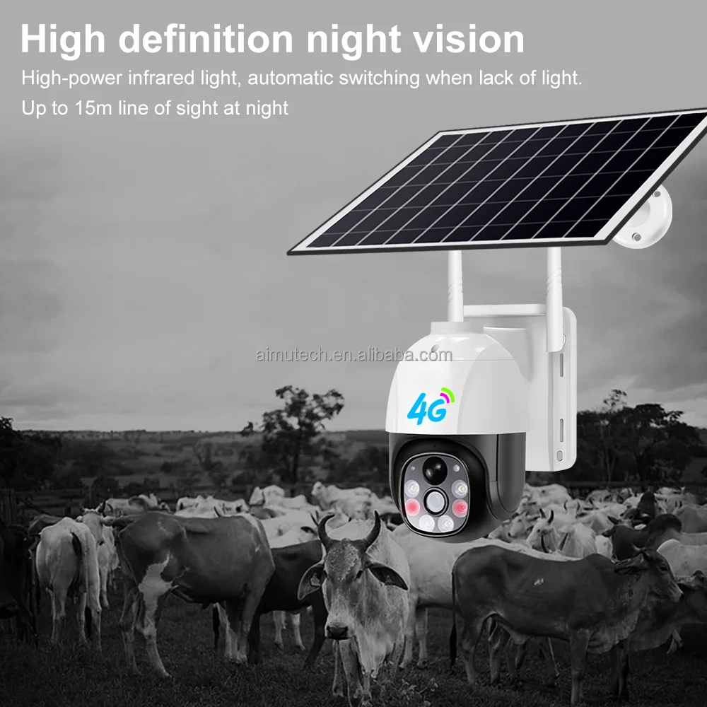 4G Solar Outdoor Security CCTV Camera Sim Card Slot Built-in Siren ...