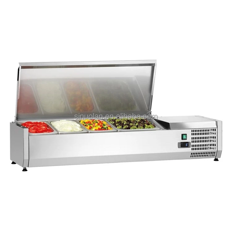 Salad Chiller Display - Stainless Steel & Efficient Cooling