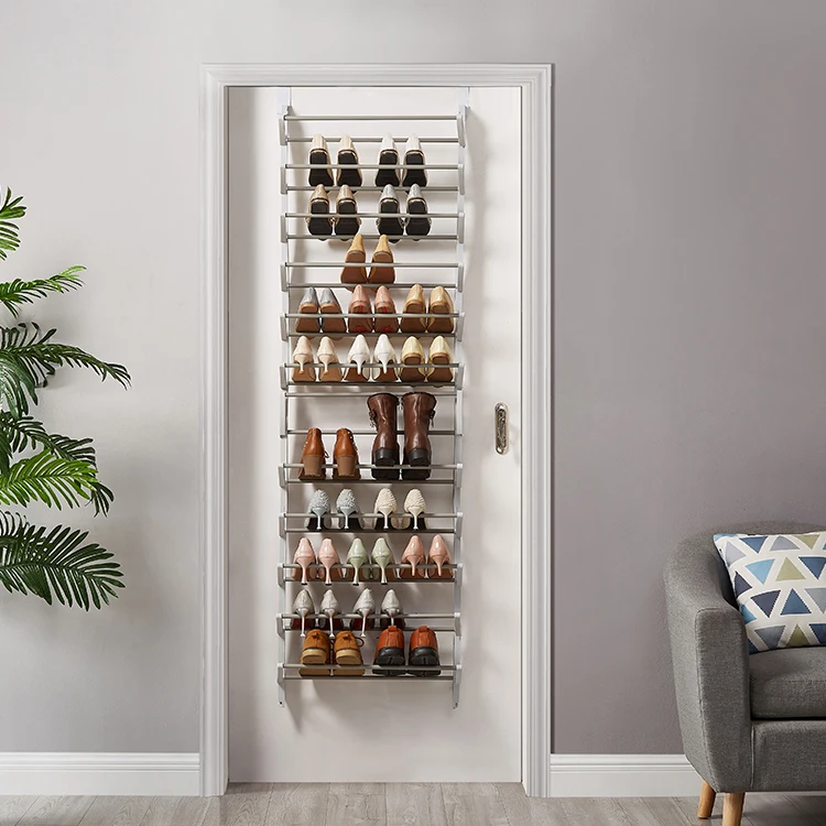 12 Tier Shelf Organiser Storage Stand Adjustable 36 Pair Over Door ...