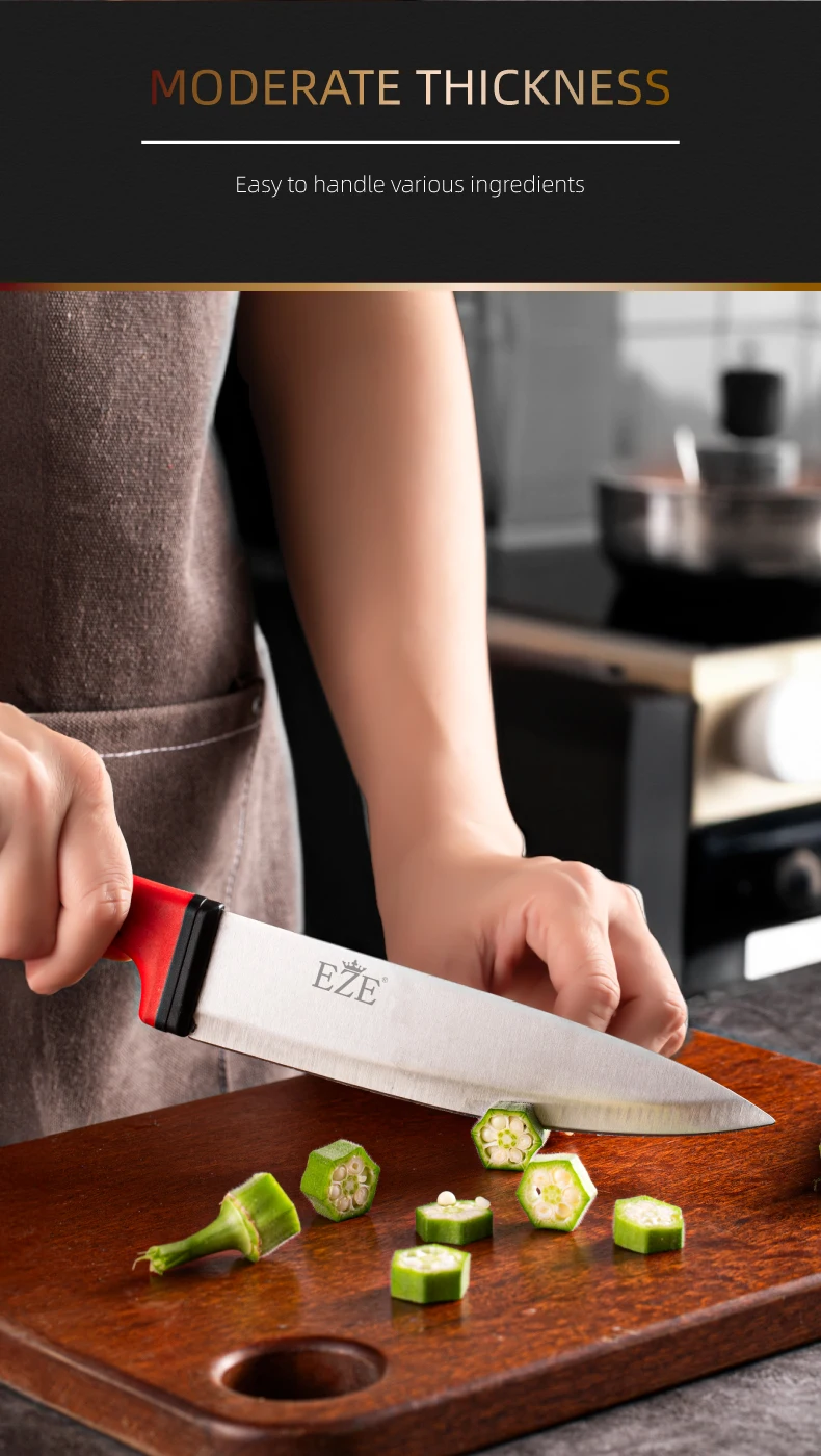 Factory Price 4pcs Kitchen Knives Red/black Handle Chef Kitchen Cleaver ...