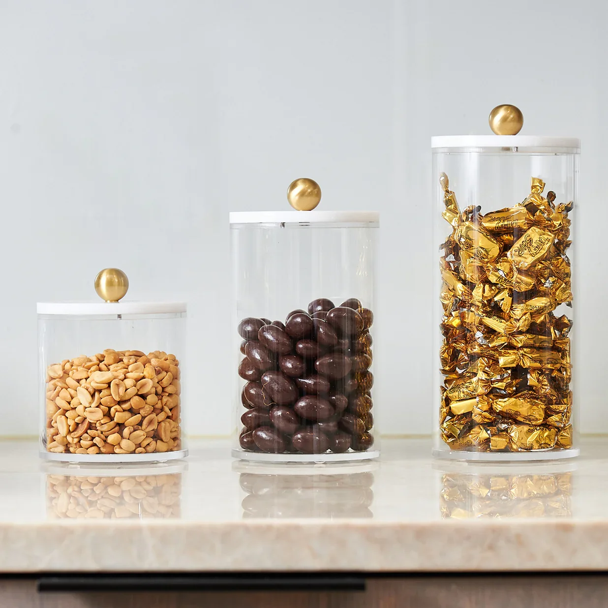 Round Acrylic Cookies Chocolate Container Box Airtight Acrylic Cookie ...