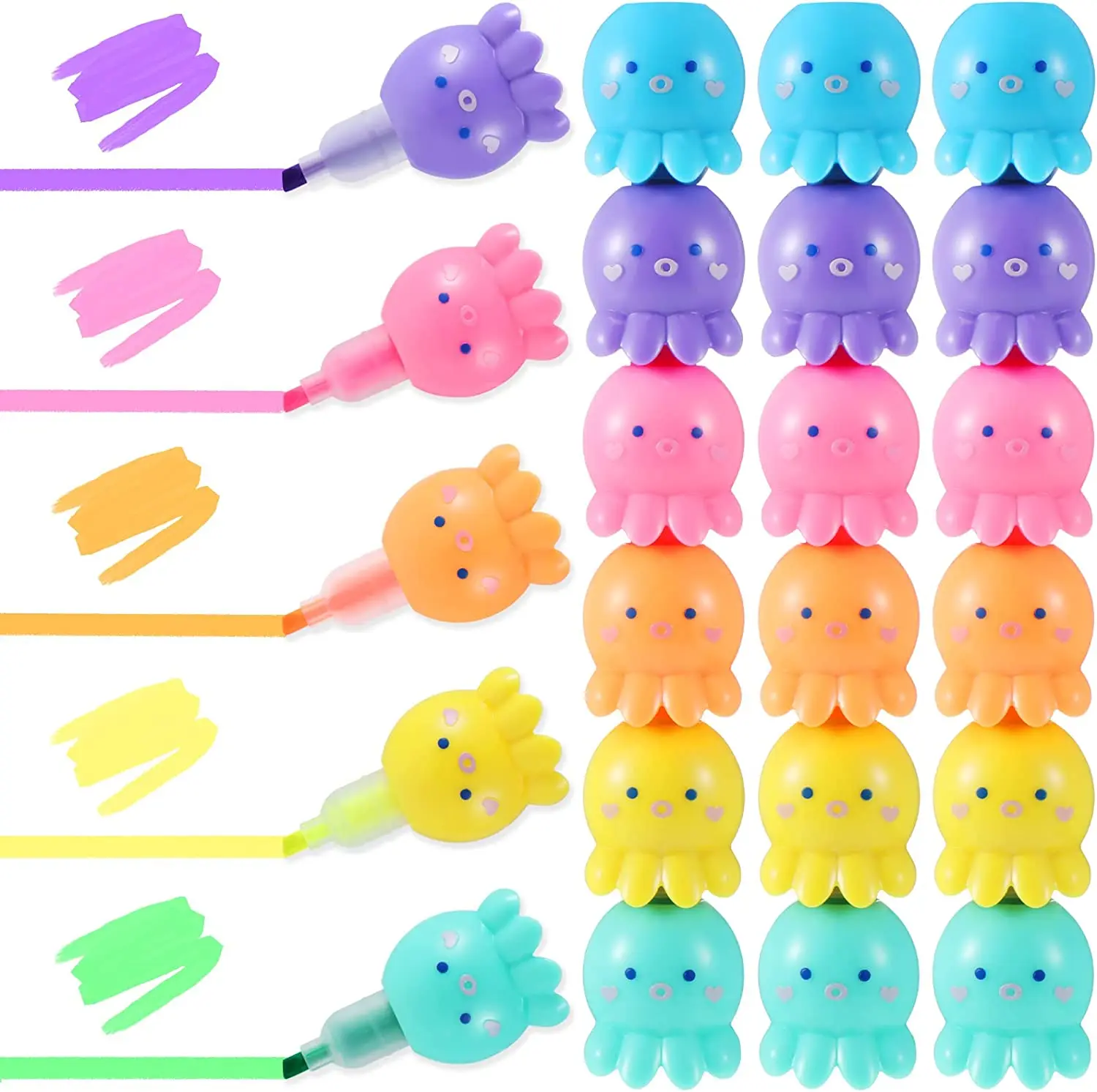 Octopus Shape Cute Mini Highlighter Pen Pastel Color Chisel Tip Kawaii ...