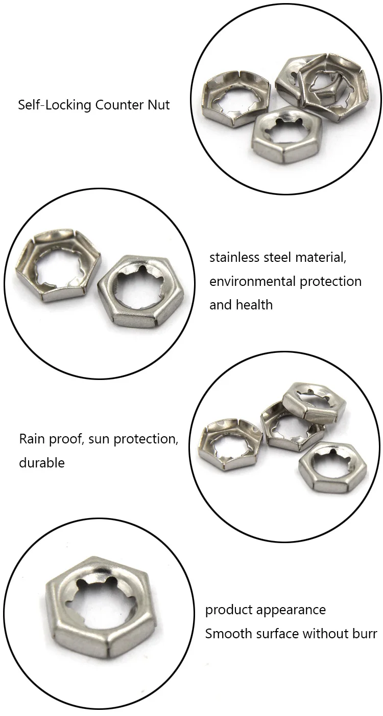 Stainless Steel 304 Pal Nuts DIN7967 Self Locking Counter Nuts M6-M30