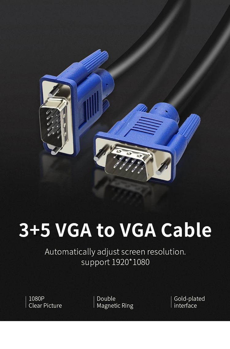 Factory Hot Selling Vga 3+5 Vga Pvc Copper Cable 1.5m 1.8m 3m 5m 10m 20m Meters Vga Cable - Buy ...