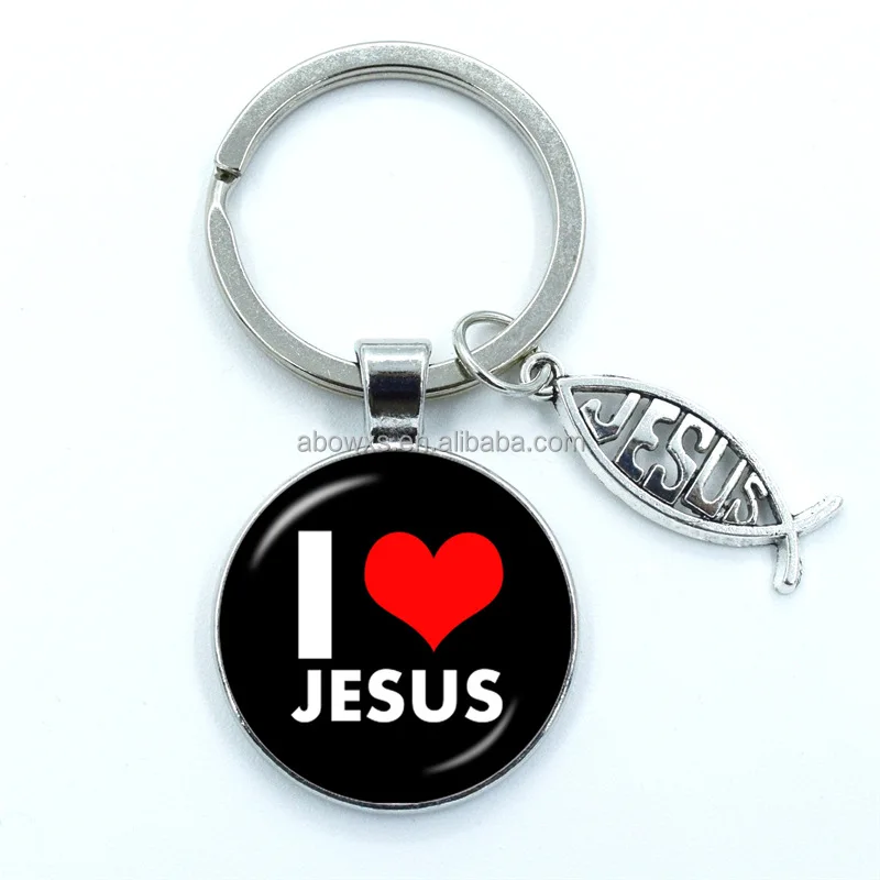 I Love Jesus Symbol Key Chain Christian Necklace Religious Bible Verse ...