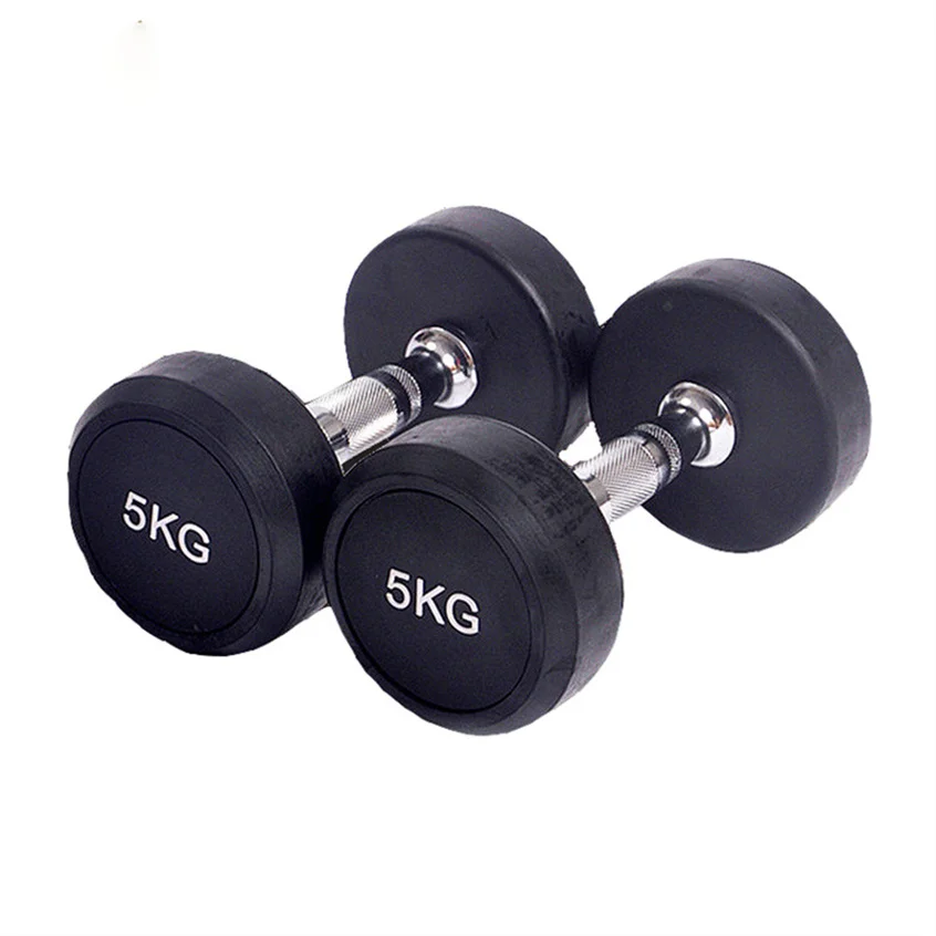 Wholesale Custom Round Head Rubber Coated Dumbbell Sets Gym Fitness 2.5kg 5kg 7.5kg 10kg 15kg ...