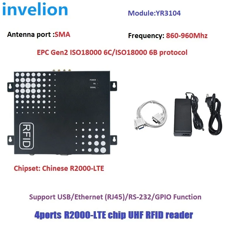 Invelion Rs232/tcp Ip/usb Uhf Rfid Fixed Reader 300 Tags/sec Long Range ...