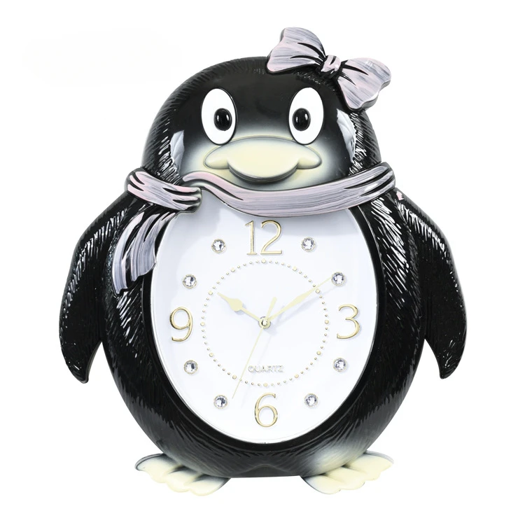 Modern Creative Cartoon Penguin Shape Wall Clock Plastic Home ...