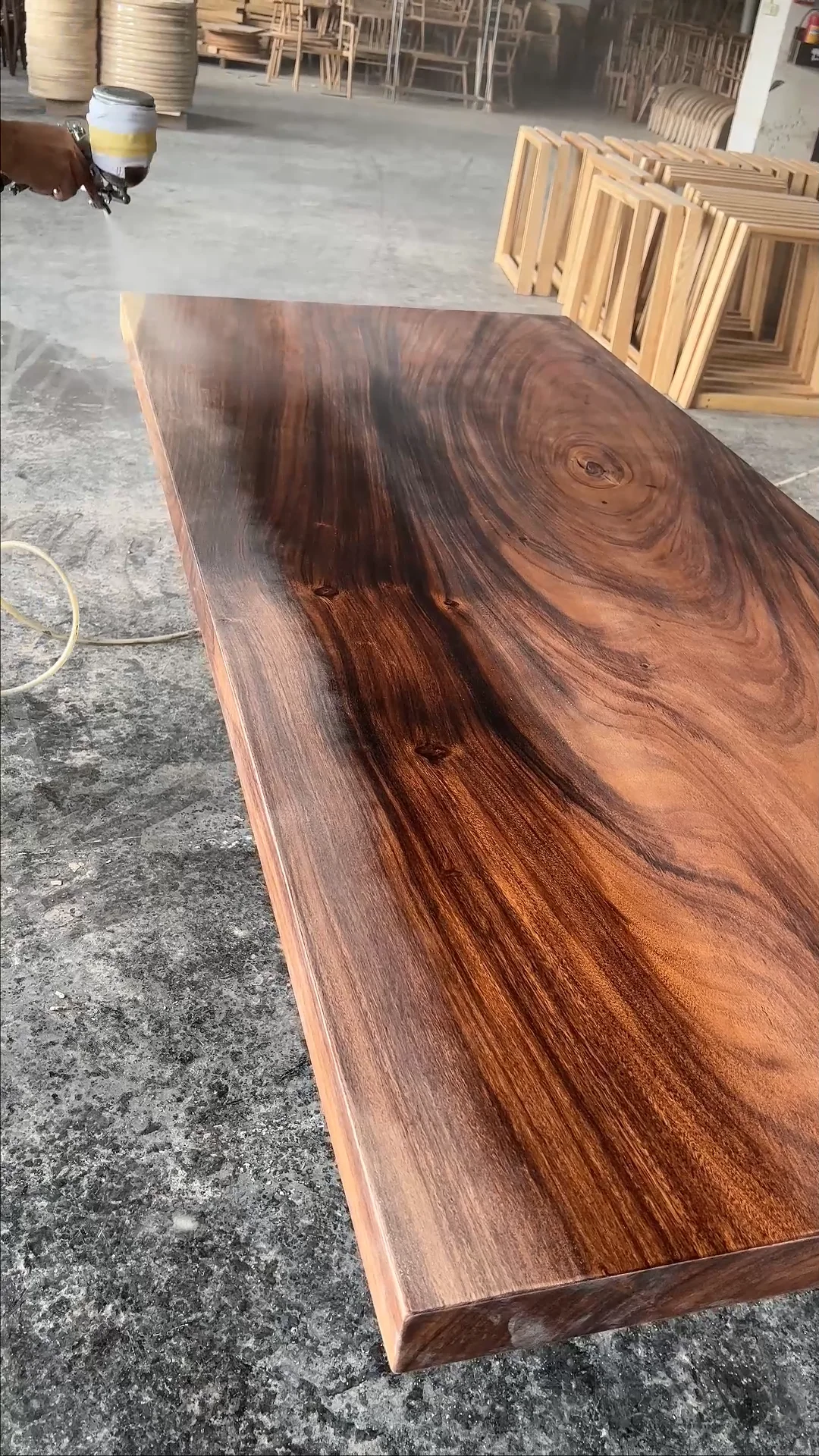 Luxury Wood Extended Dining Table Set Live Edge Wood Slabs Table Top ...