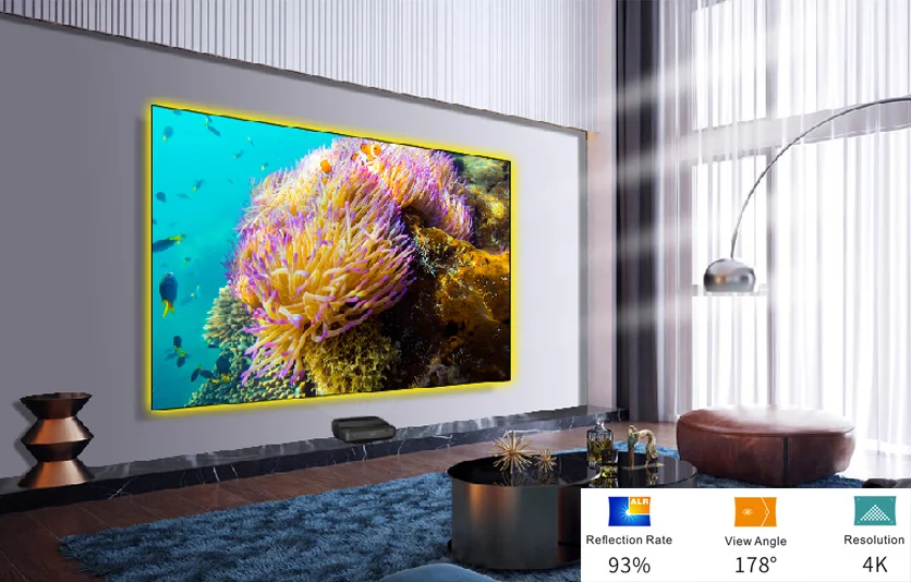 SCREEN PRO 135 Inch Fix Frame Projector Screen 4K HD ALR Short Throw ...